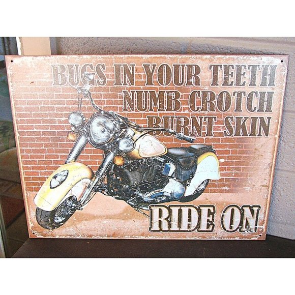Desperate Enterprises | Wall Decor | Vintage Motorcycle Sign Bugs In ...